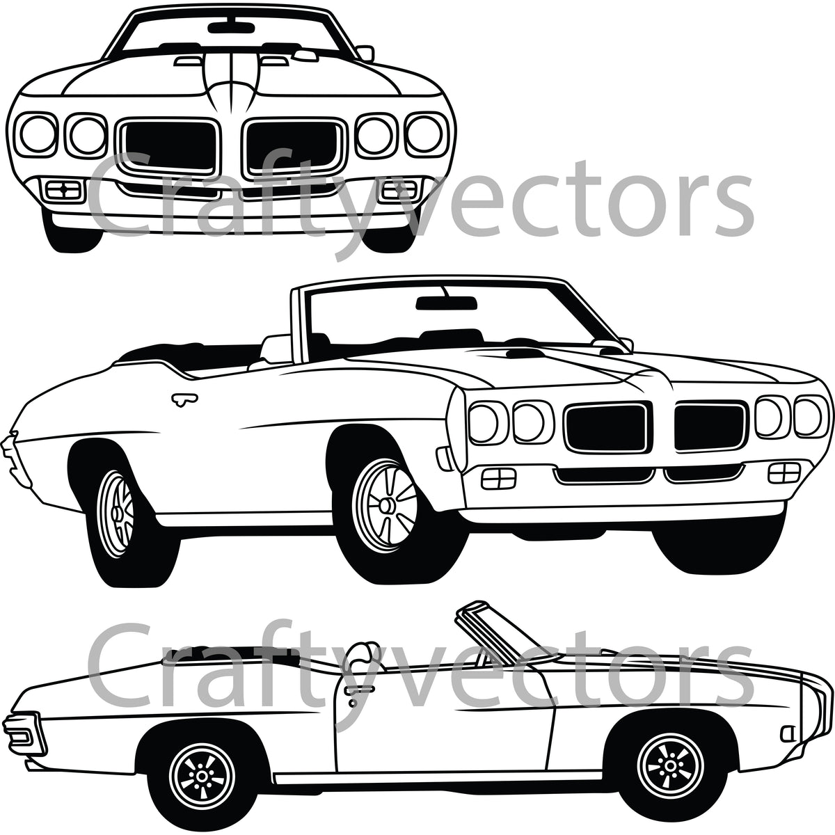 Pontiac GTO 1970 Convertible Vector – Crafty Vectors